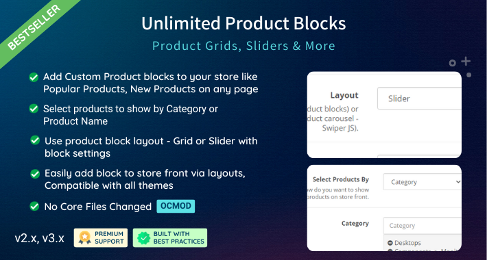 Unlimited Product Blocks - Grid & Slider| Opencart Moule